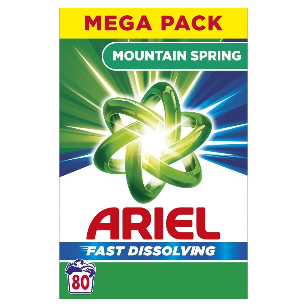 Detergent de spalat Ariel Mountain Spring, pudra, pentru 80 de spalari ...