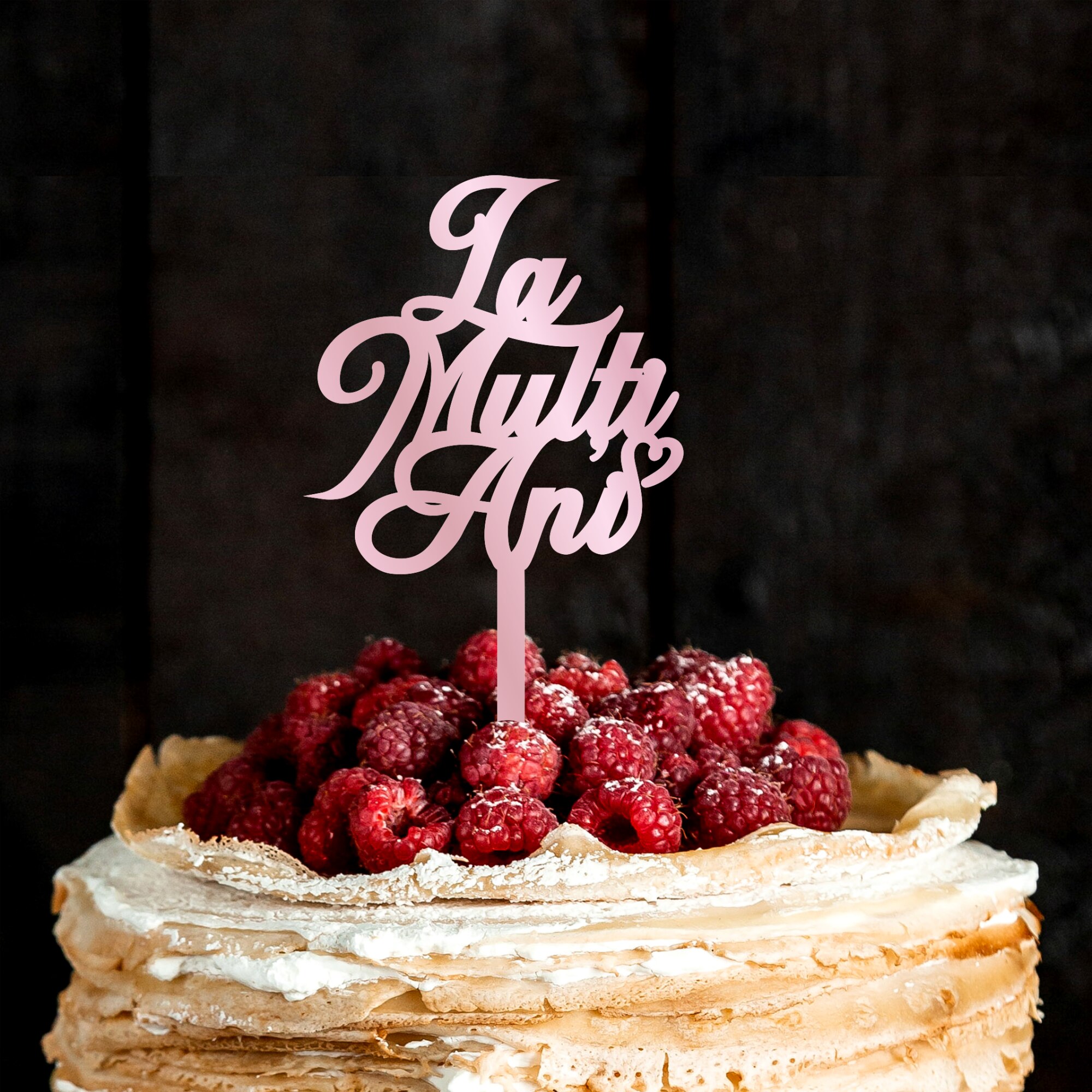 Topper tort La multi ani, Inedit Print, TC380, Oglinda Rose, 15 cm ...