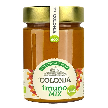 Miere poliflora cu suc de catina, polen crud si propolis Imuno Mix ECO ...