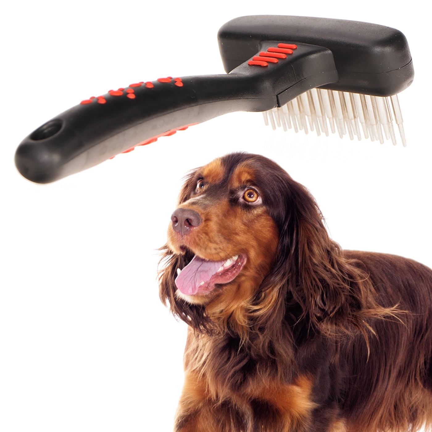 Pieptan dublu caini si pisici Lupipets, Dinti rotativi, 5 x 11.5 x 17 ...