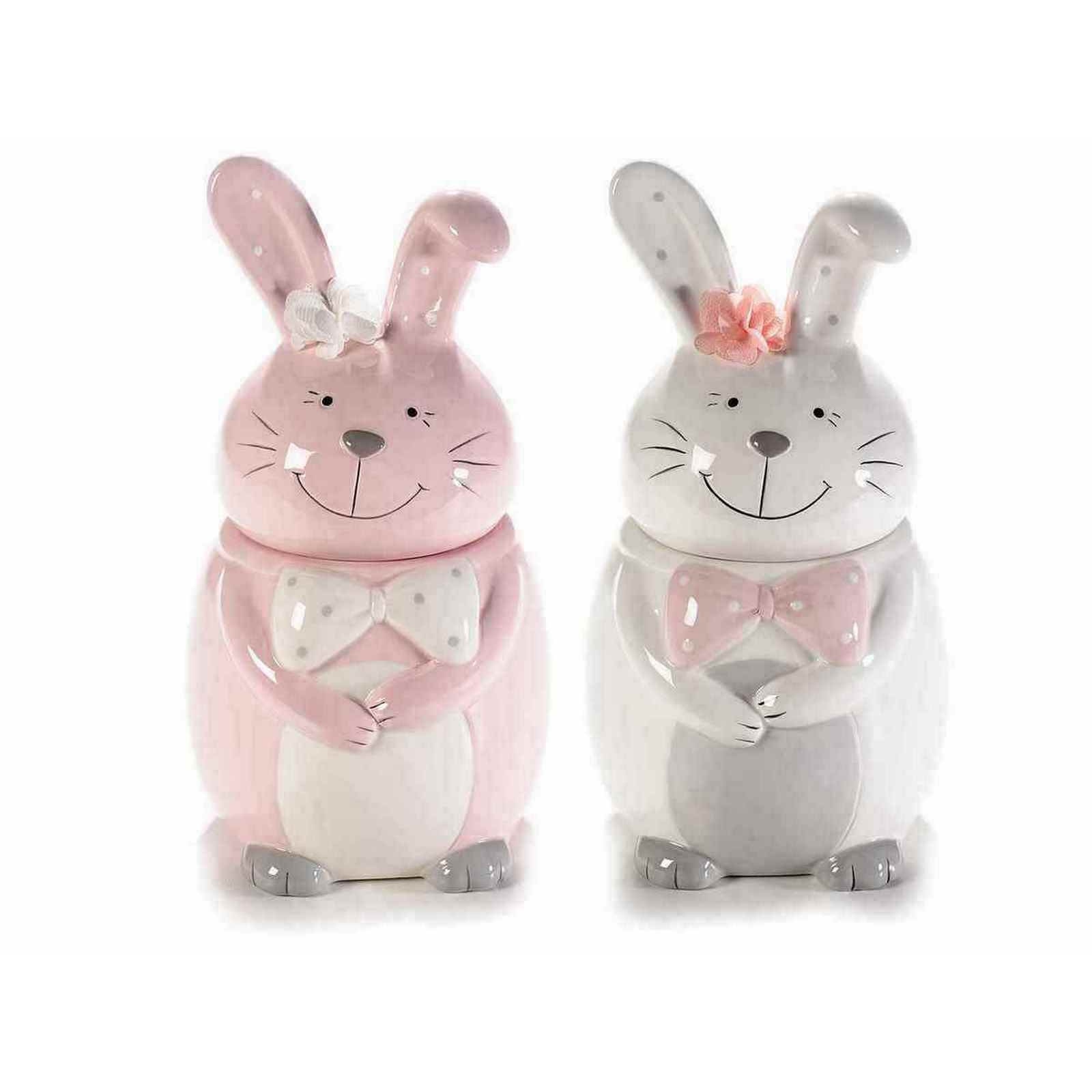 Set 2 borcane decorative din ceramica model Iepurasi 12x22 cm - eMAG.ro