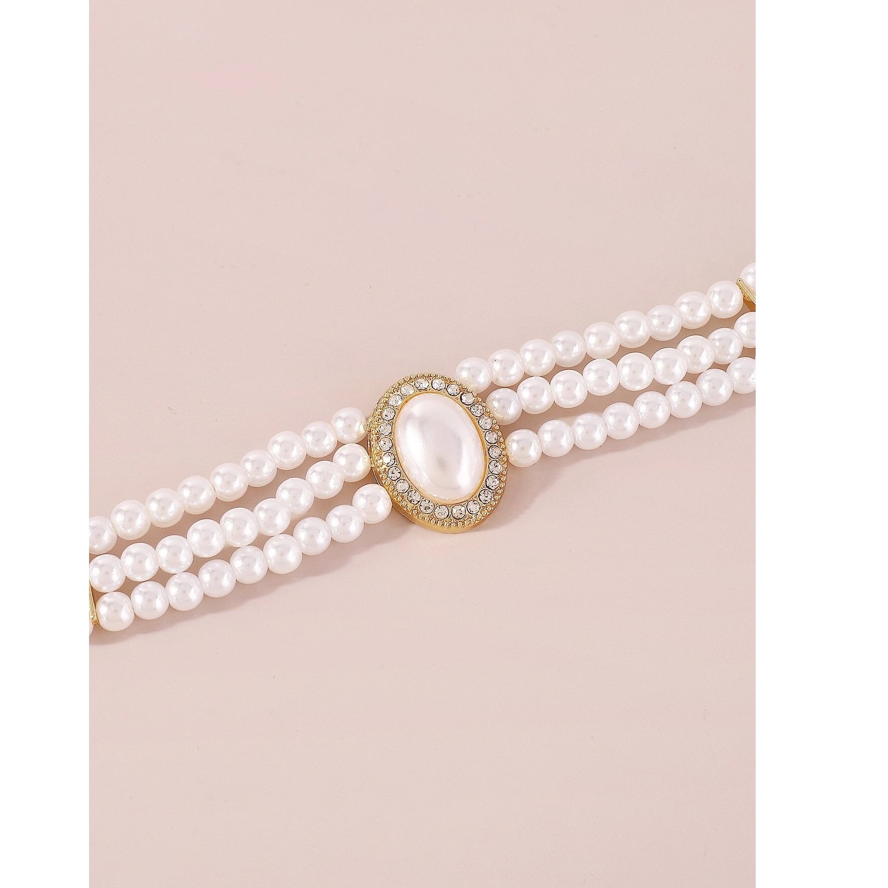 Colier choker din perle albe faux pentru femei, model la baza gatului ...