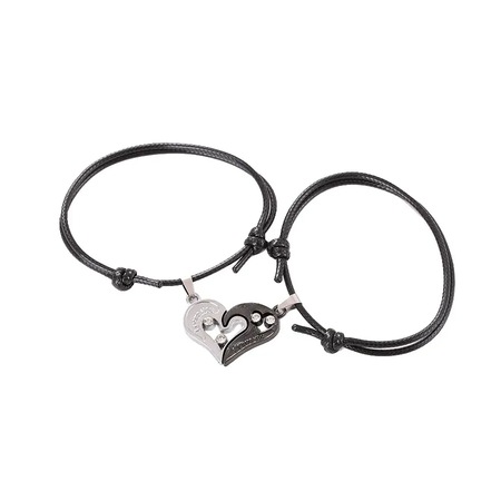 Set 2 bratari reglabile cu pandantiv inima, culoare neagra - eMAG.ro