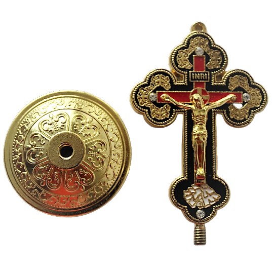 Cruce ortodoxa, Metal, 5x10 cm, Negru/Auriu - eMAG.ro