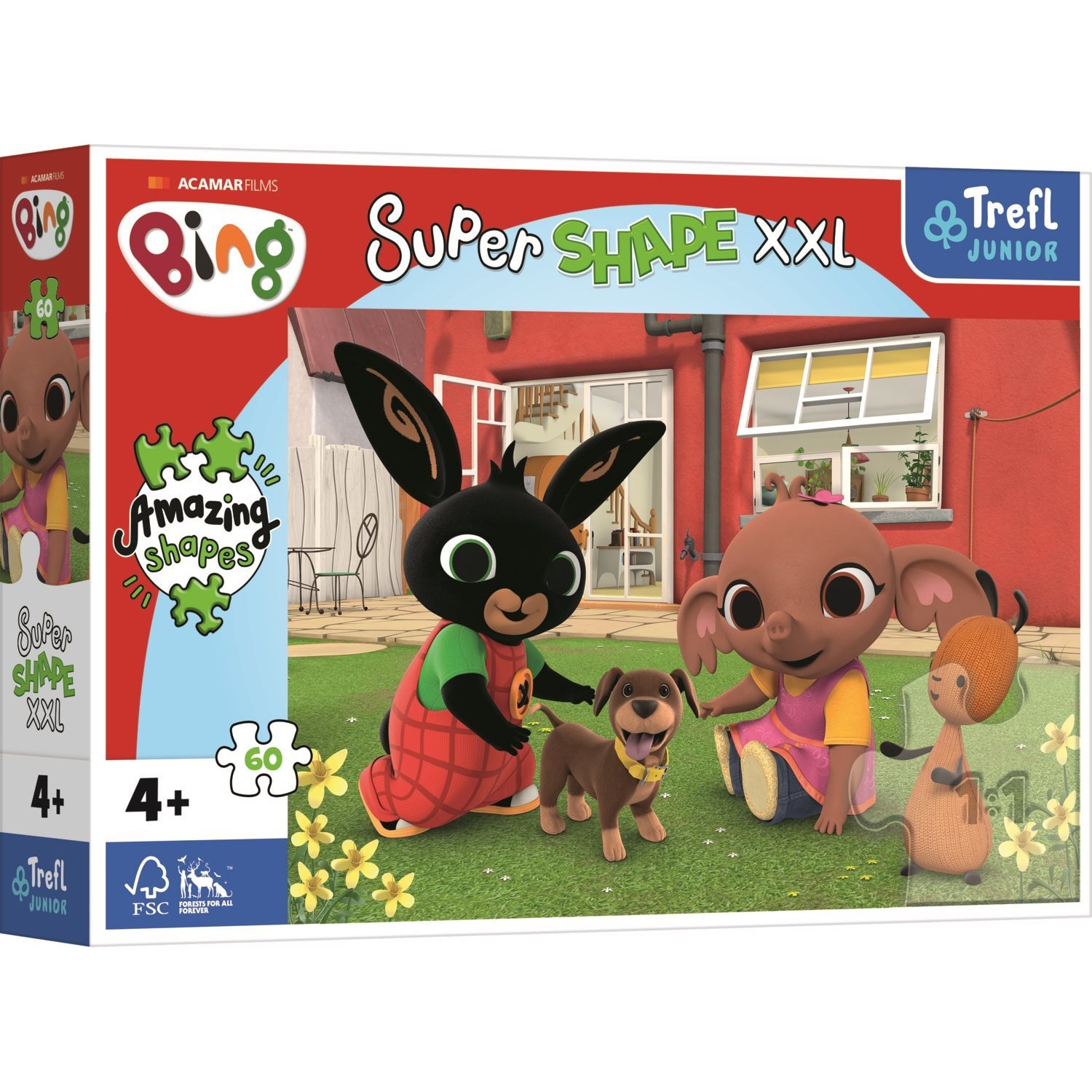 Puzzle, Trefl, Model Rabbit Bing: Game with a dog, 60 piese, Multicolor ...