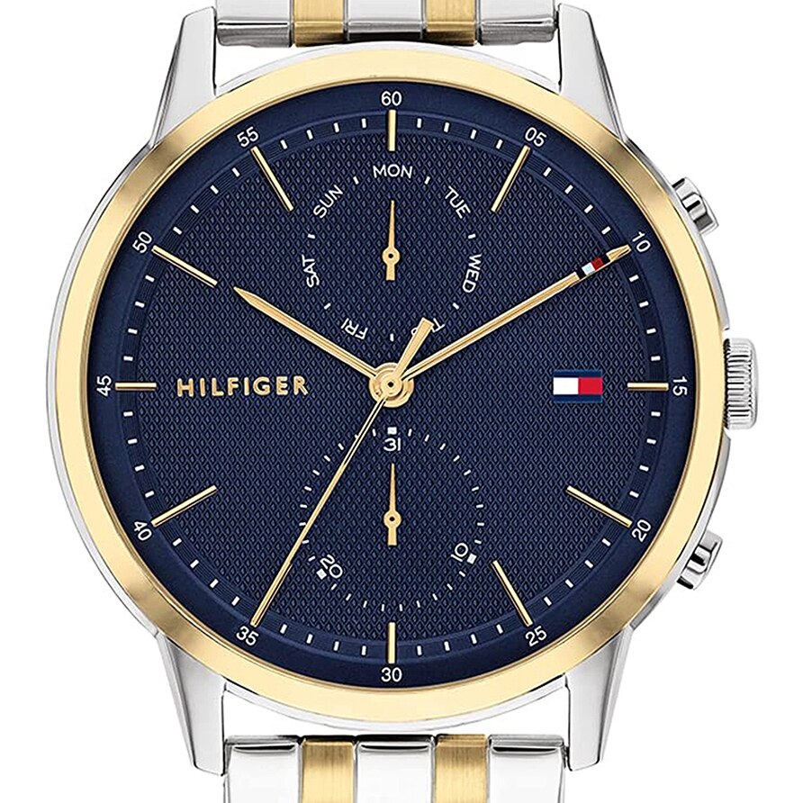 Tommy Hilfiger, Двуцветен часовник от неръждаема стомана, Сребрист ...