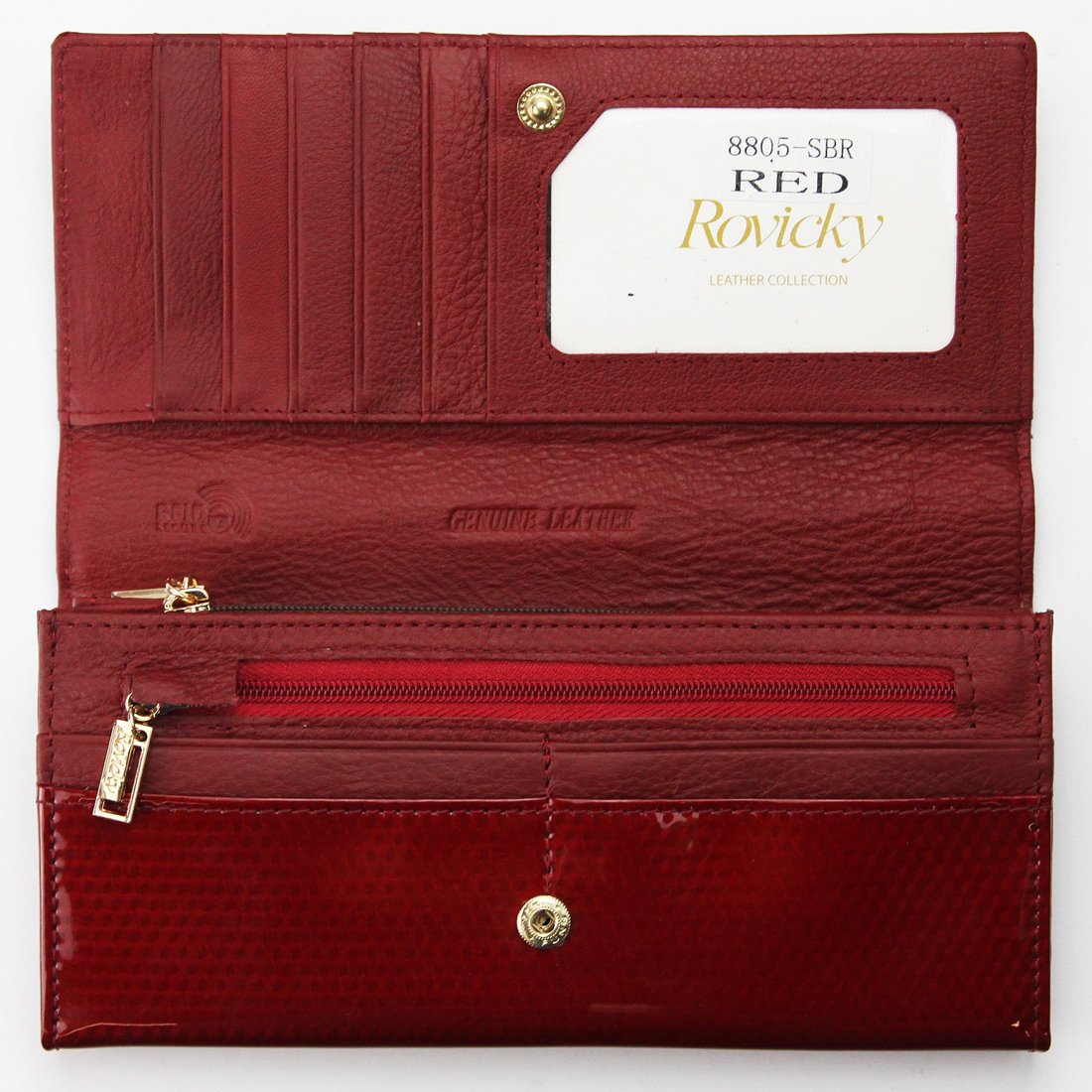 Portofel dama, Rovicky, Piele naturala, Rosu - eMAG.ro