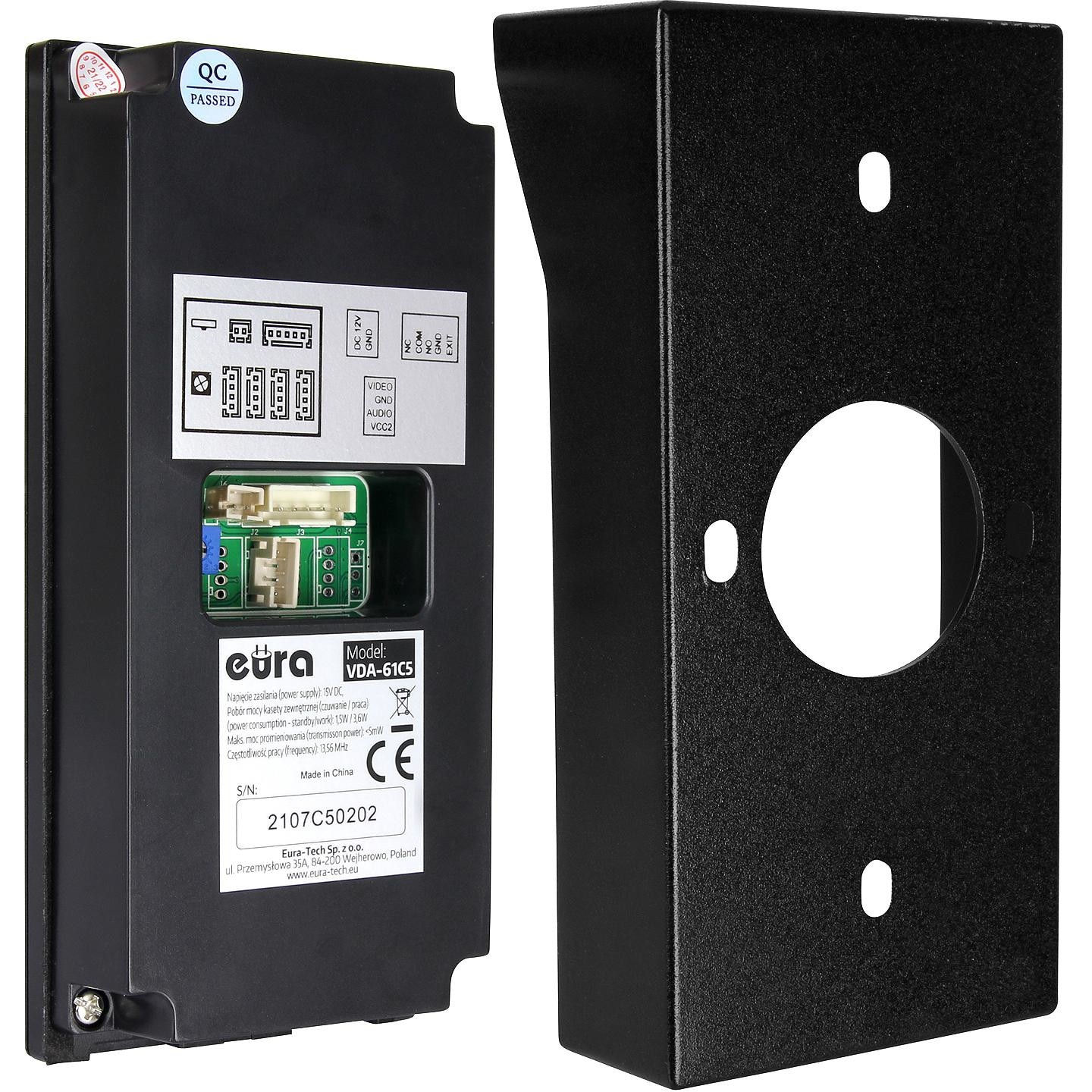 Videointerfon, Eura, Wi-Fi, Cititor de carduri, 145x70x42mm, Negru ...