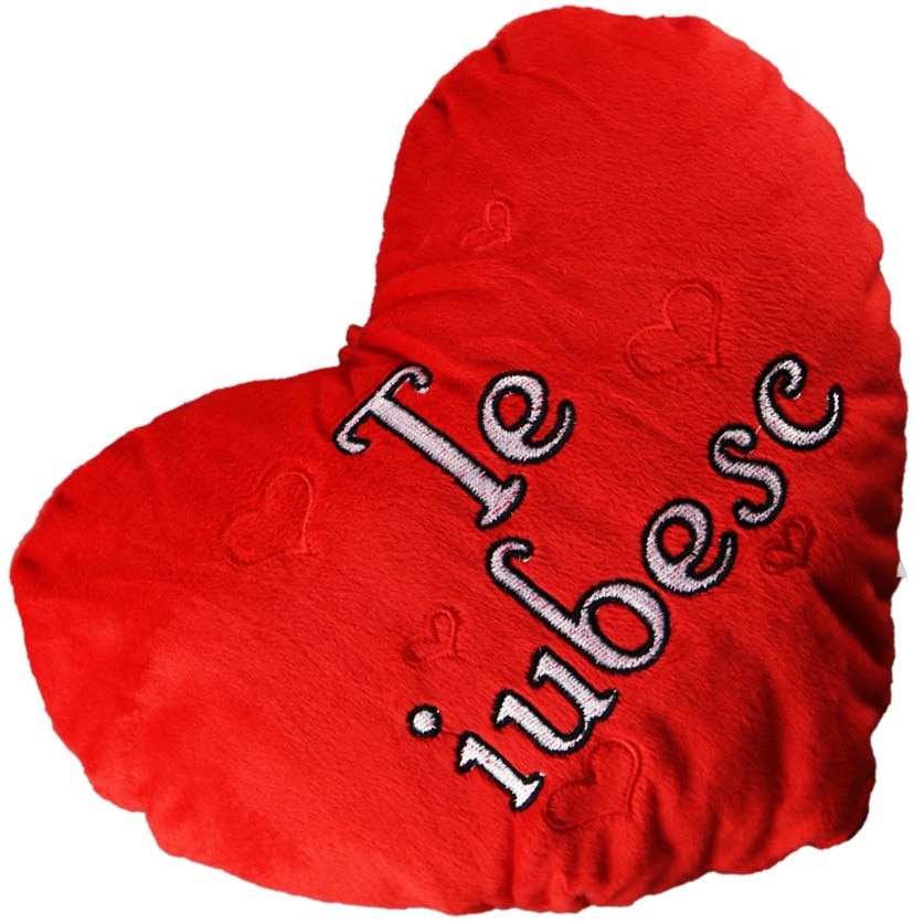 Inima de plus 22 cm cu textul "Te iubesc", Bopo, Rosie - eMAG.ro