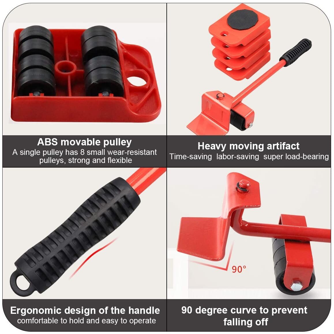 Kit mutat mobilier 4 platforme cu roti > 1 parghie metalica - eMAG.ro