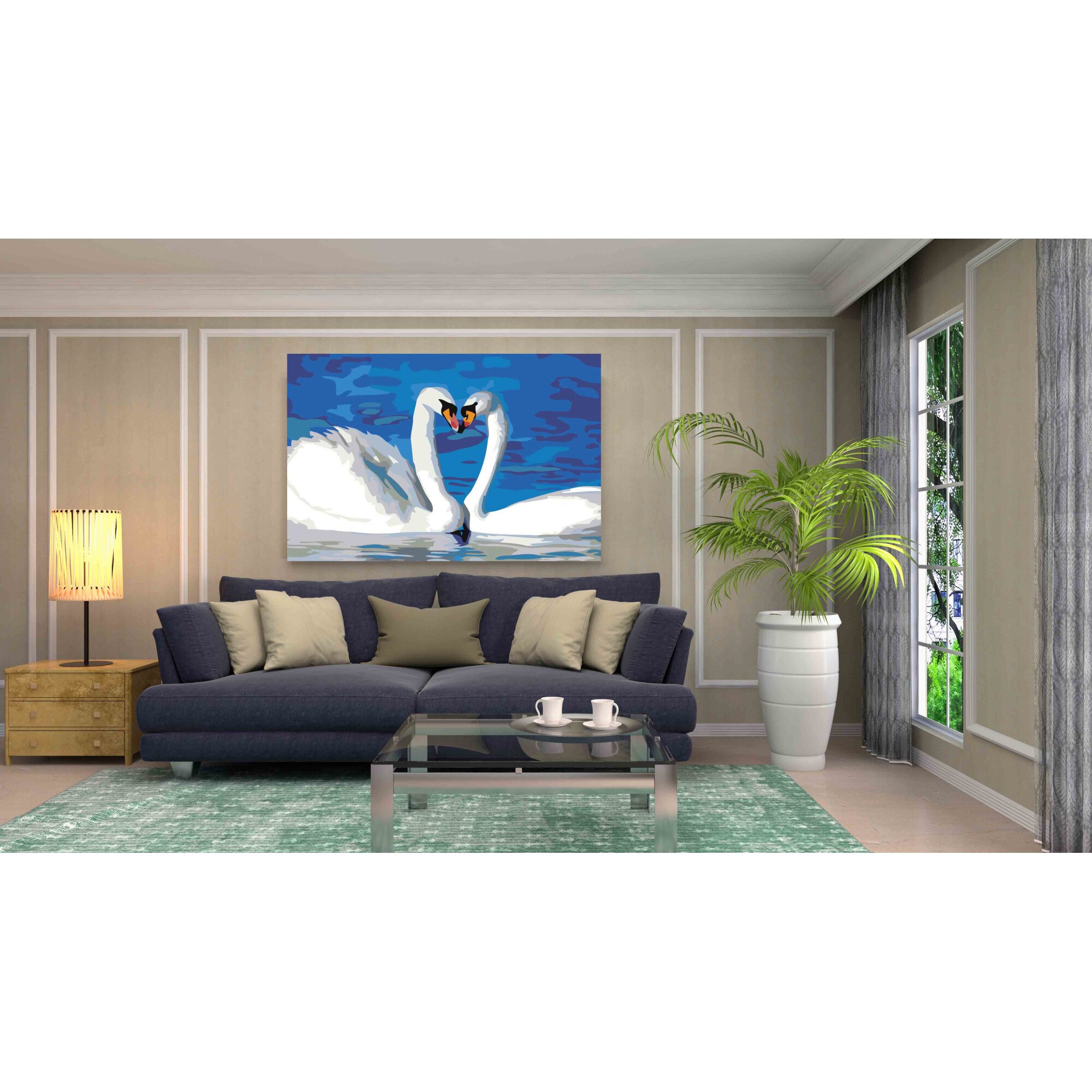 Lebede 3264 Комплект рисуване по номера, памучно платно върху дървена ...