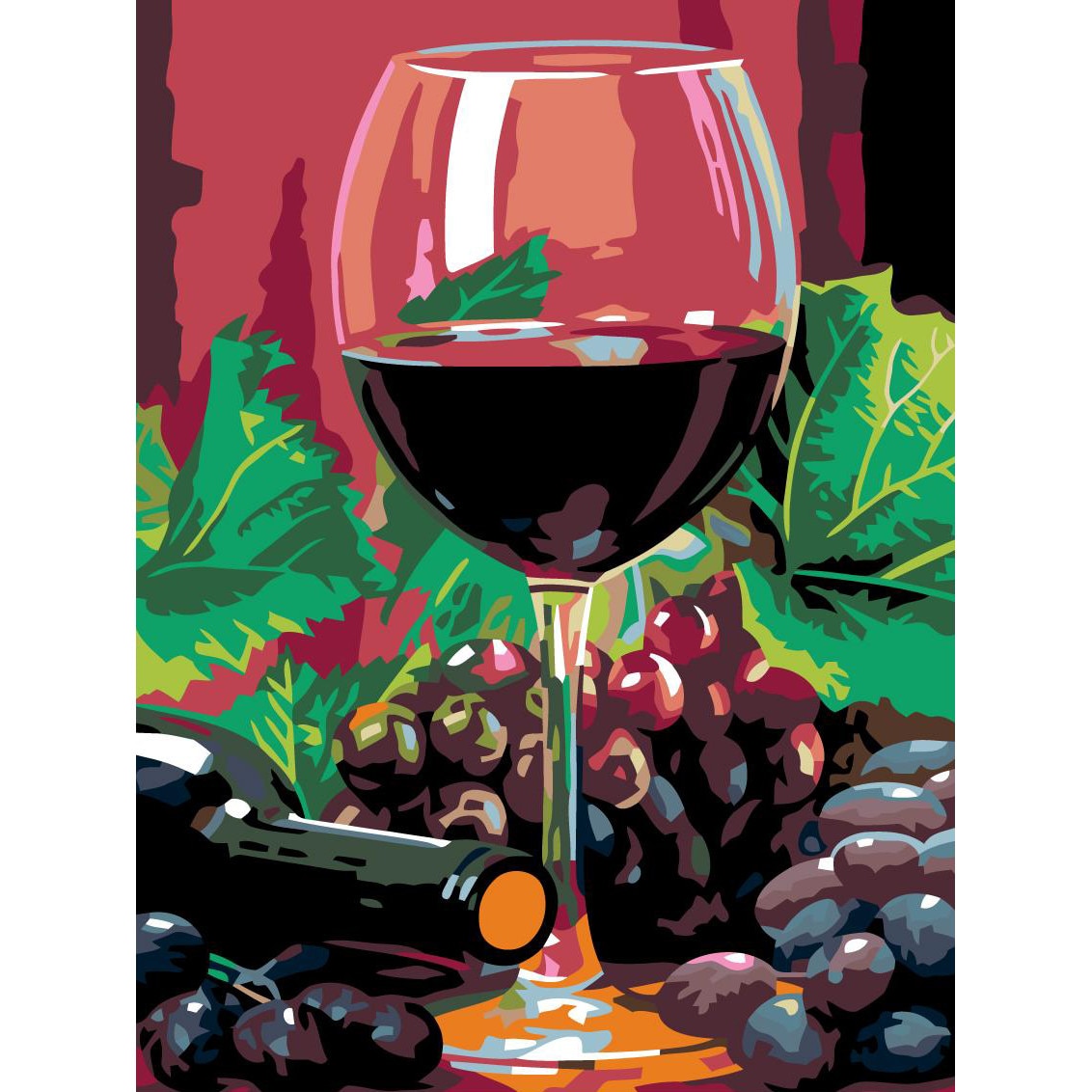 Set pictura pe numere Pahar cu vin 3275, panza bumbac pe rama lemn ...