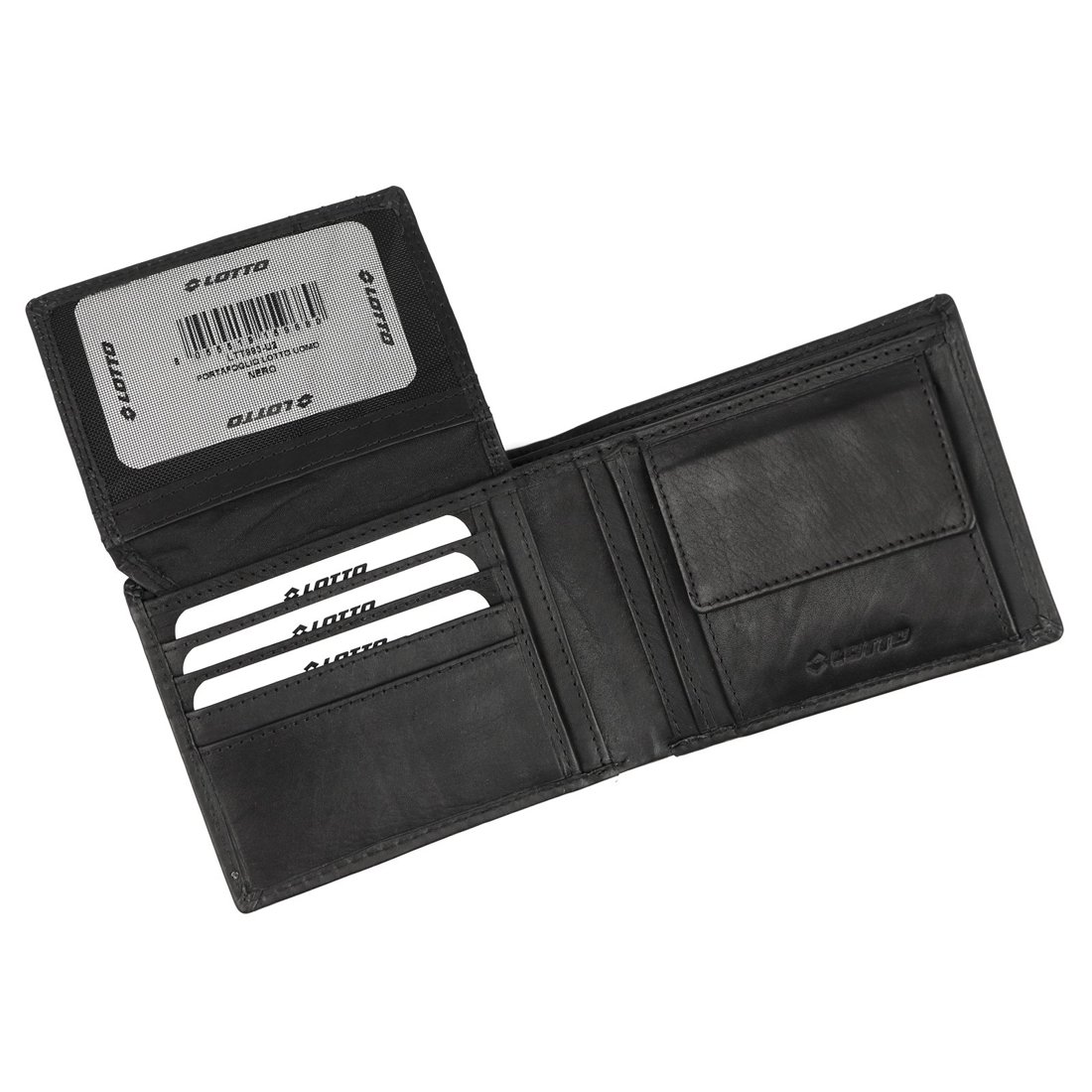 Portofel barbati, Lotto, Piele naturala, 12x9.5x2.5 cm, Negru - eMAG.ro