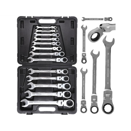 Fix kulcs és gyűrű készlet racsnis zsanérral, 13 darab, 8 - 32 mm ...