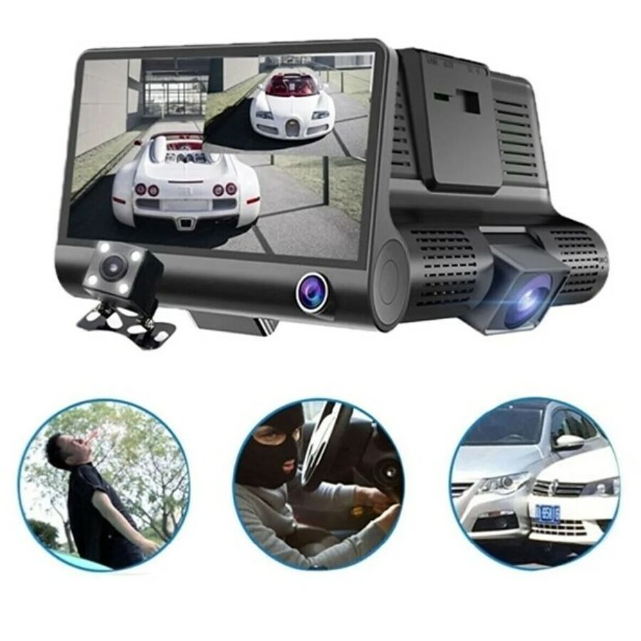 Camera auto, Sumker, Cu optica dubla, Cu 3 camere, FULL HD, Negru - eMAG.ro