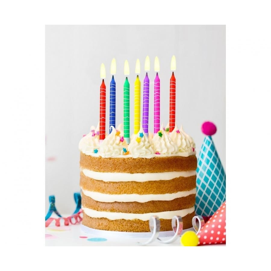 Set 12 lumanari pentru tort, Amscan, 8 cm, Multicolor - eMAG.ro