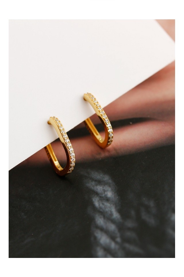 Cercei dreptunghiulari din argint 925 Positive Hoops aurii placati cu ...