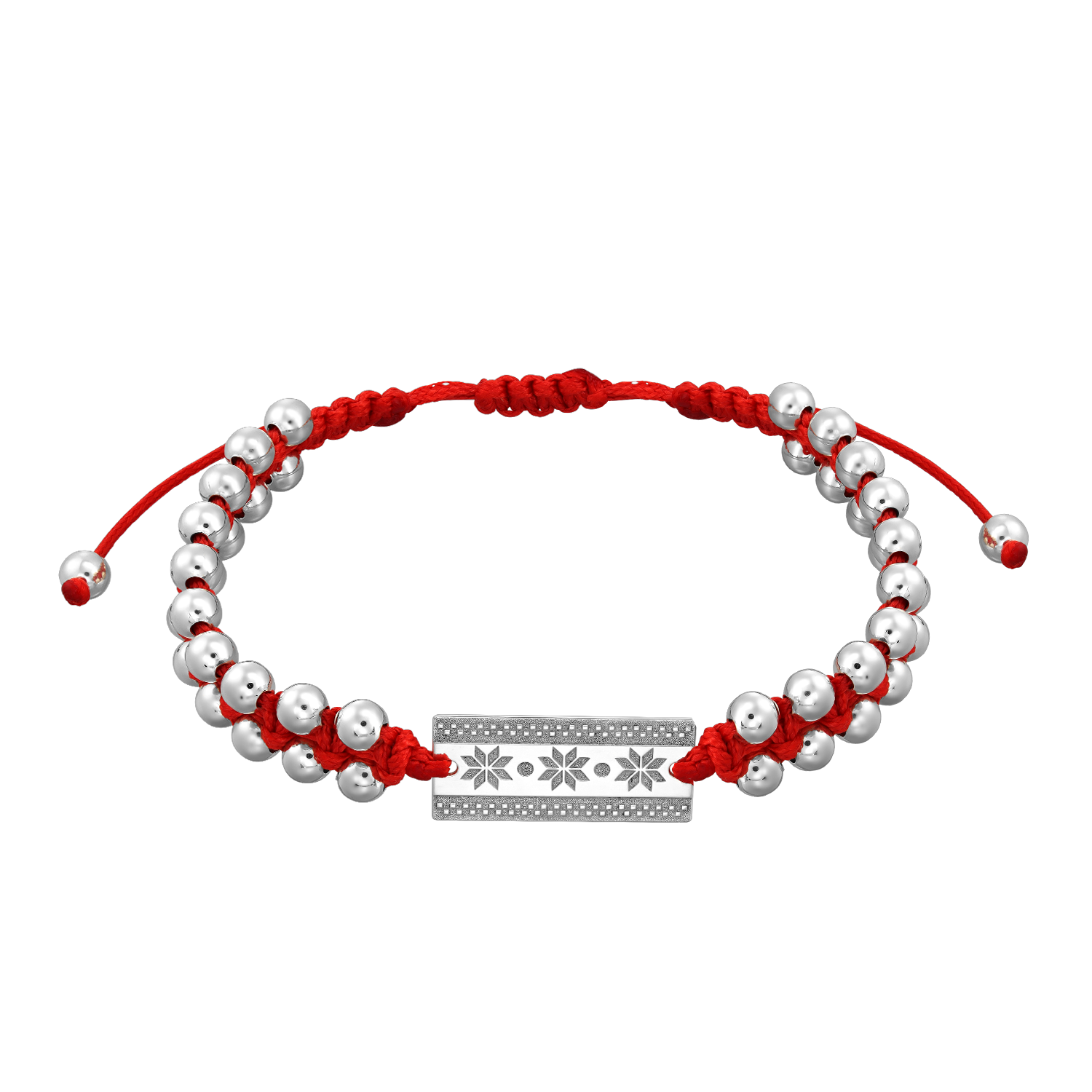 Bratara impletita manual cu margele argint 925, tablita cu motiv ...