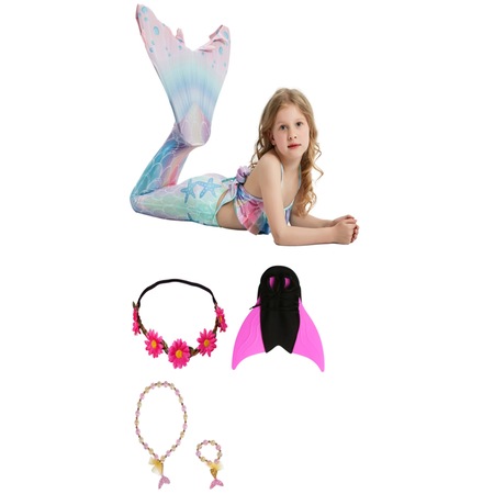 Set 7 piese Costum de baie Sirena Printesa Ariel THK®, coada sirena ...