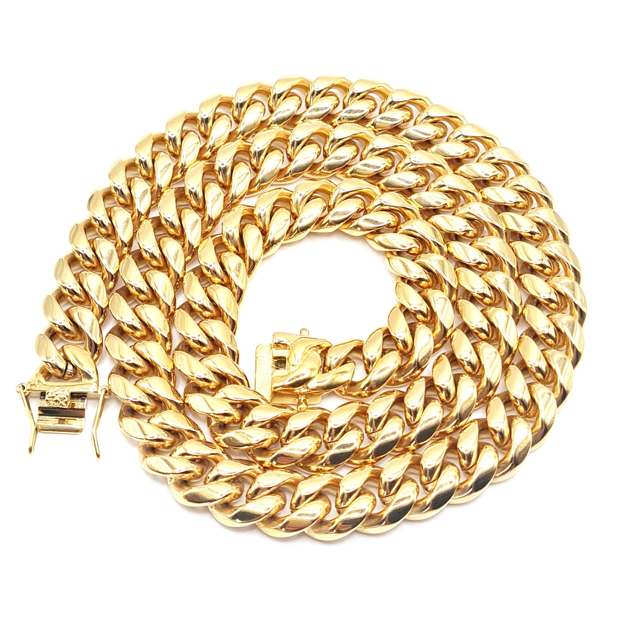 Lant Neoglory, model Cuban, auriu, dimensiuni 60 cm, placat cu aur 14k ...