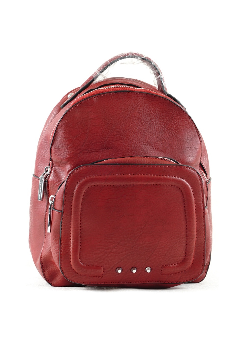 Дамска раница Silvia Rosa с голям преден джоб, изкуствена кожа, червена ...