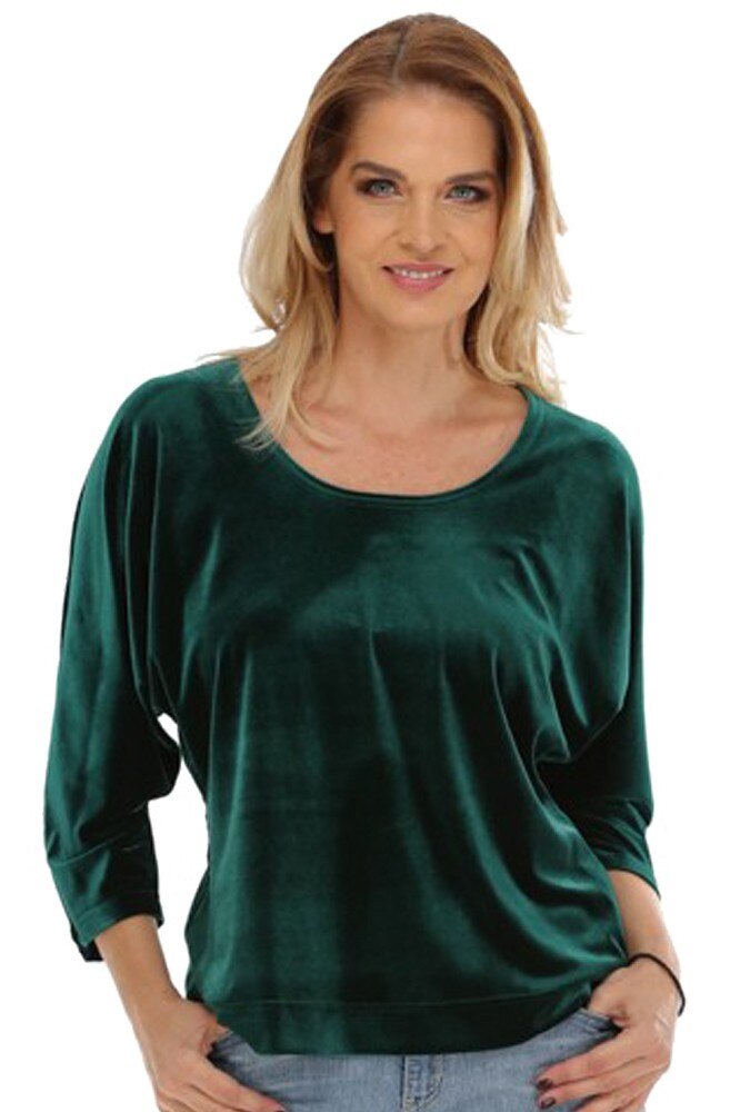 Bluza Catifea, 48, De zi, Verde, Maneca trei sferturi - eMAG.ro