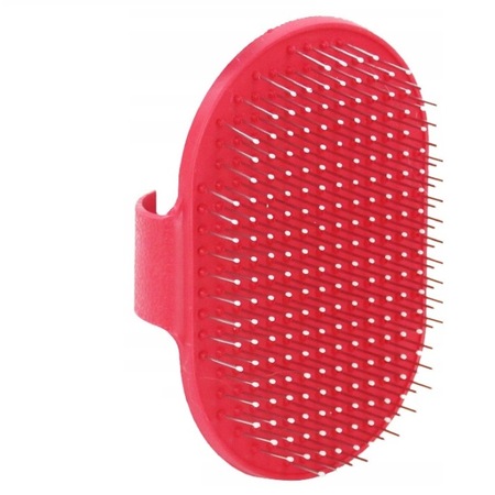Perie moale pentru caini si pisici, cauciuc, 13 cm, rosu - eMAG.ro