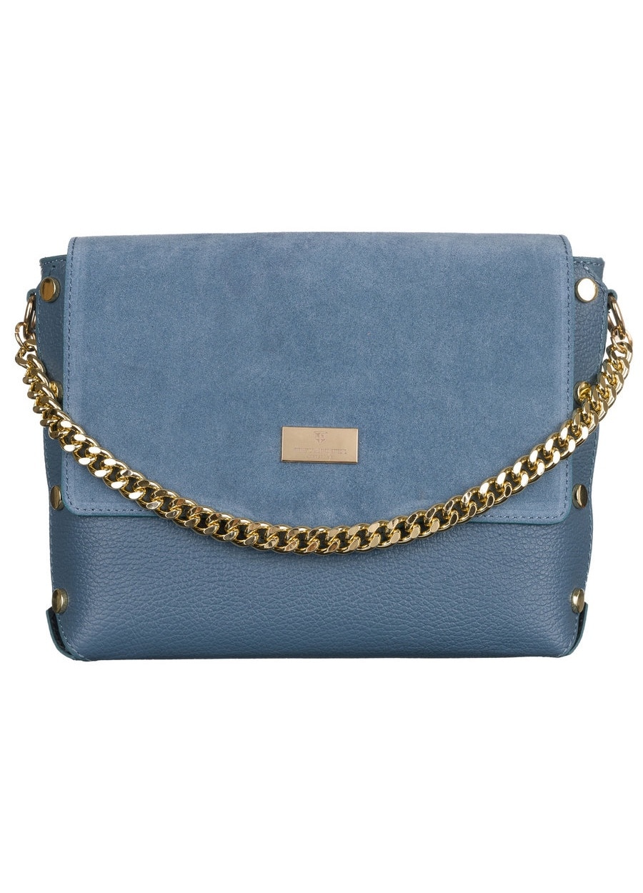 Női crossbody táska, Peterson, Natúr bőr, 21x26x9 cm, Kék - eMAG.hu