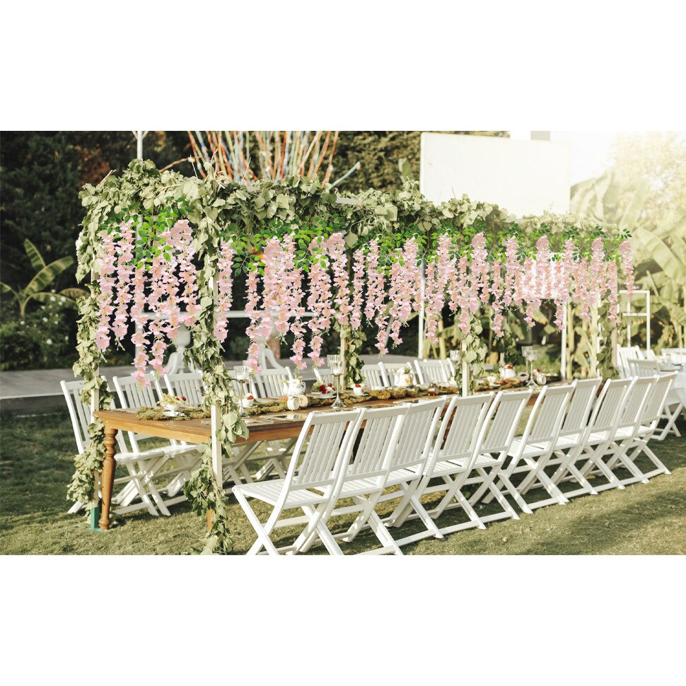 Set 12 Bucati Planta Artificiala Curgatoare Glicina Wisteria Roz ...