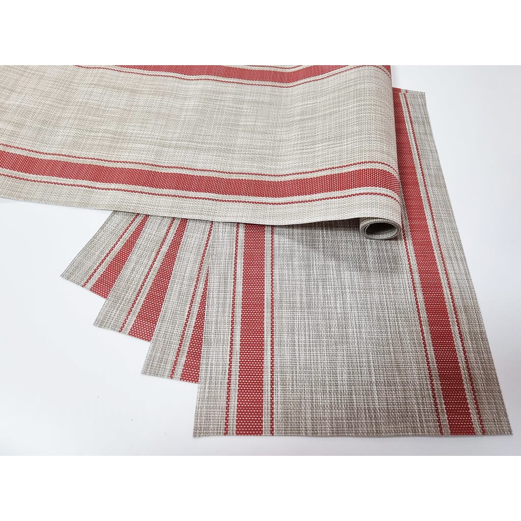 Комплект Napron и 4 PVC подложки, сиви на червени райета - eMAG.bg