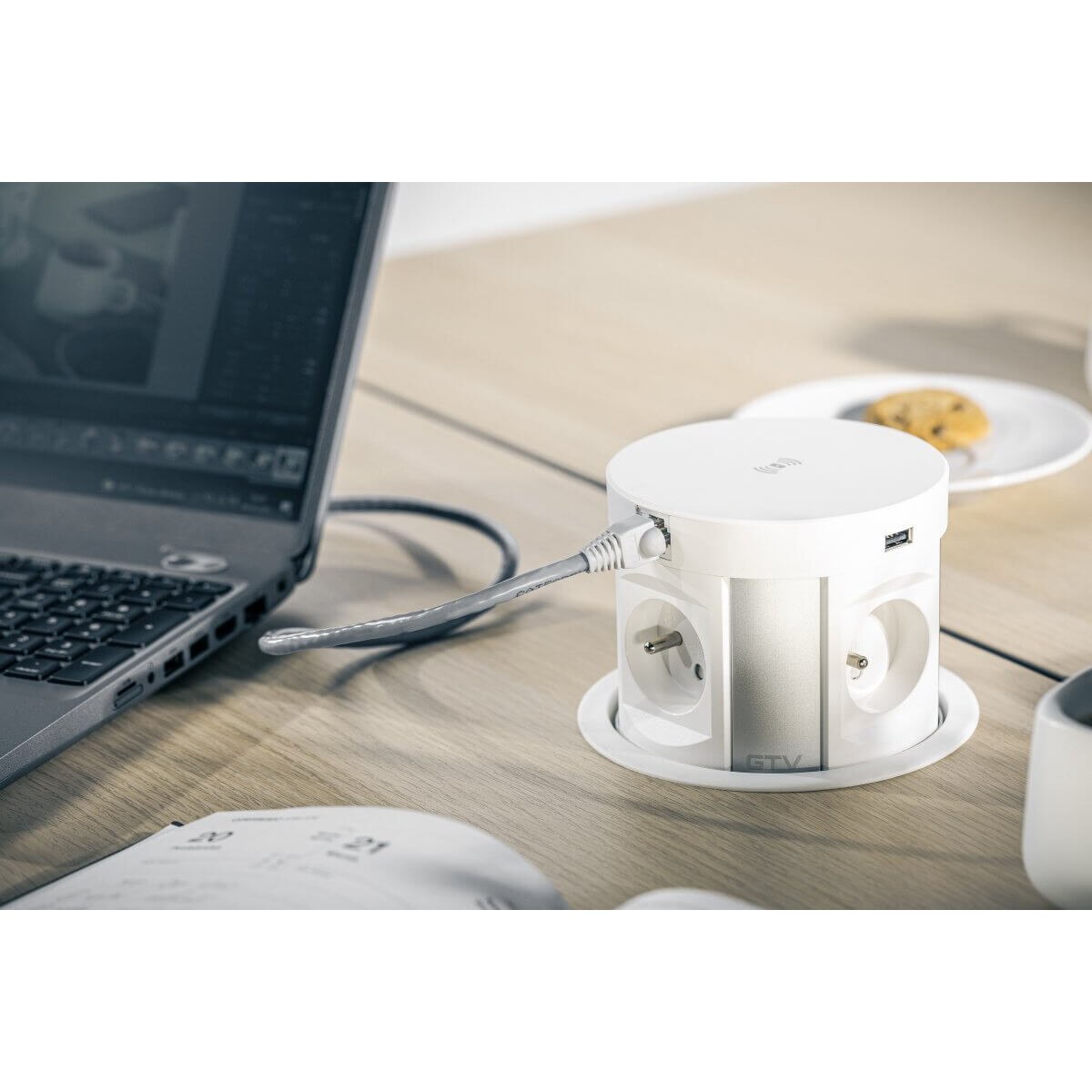 Priza incastrabila CONFORT PLUS 120 mm, 4xSCHUKO, 2xUSB, 2xRJ45 ...