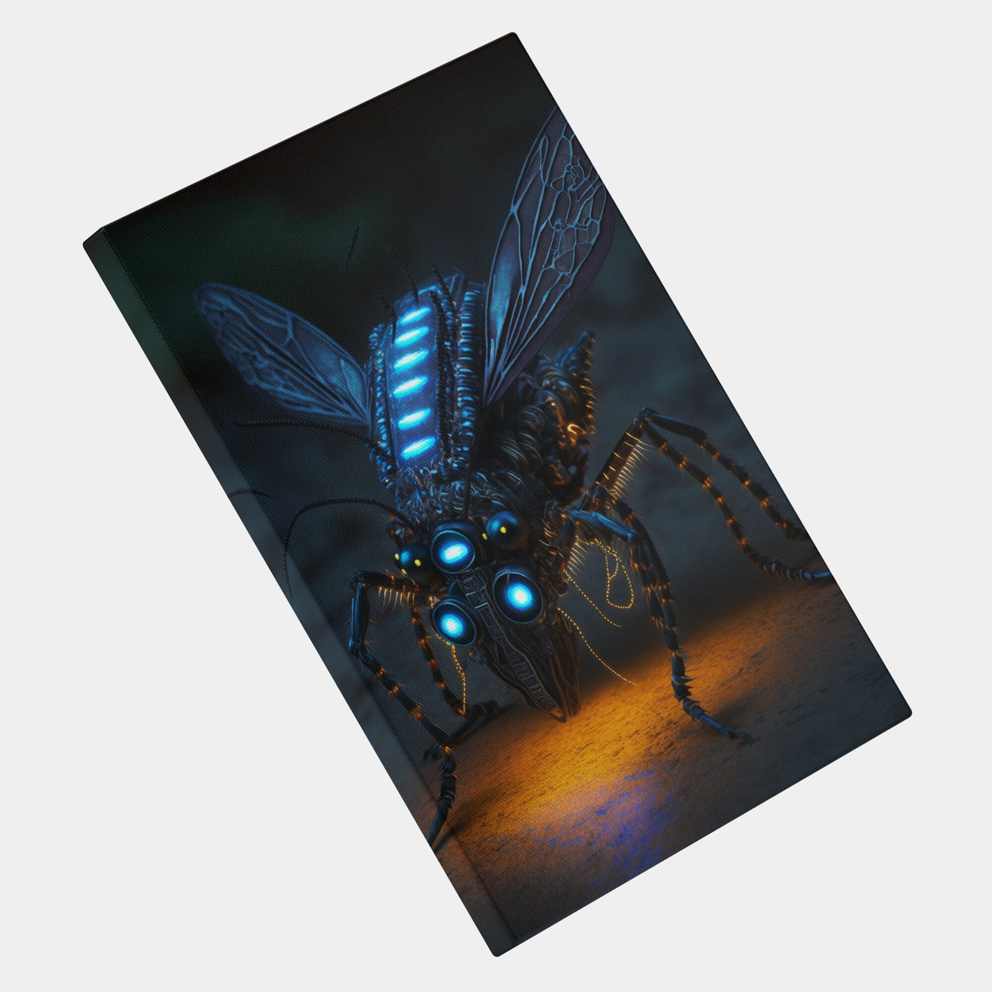 Vászonfestés, Cyborg Fly, Cyberpunk, Robot, képzeletbeli koncepció ...