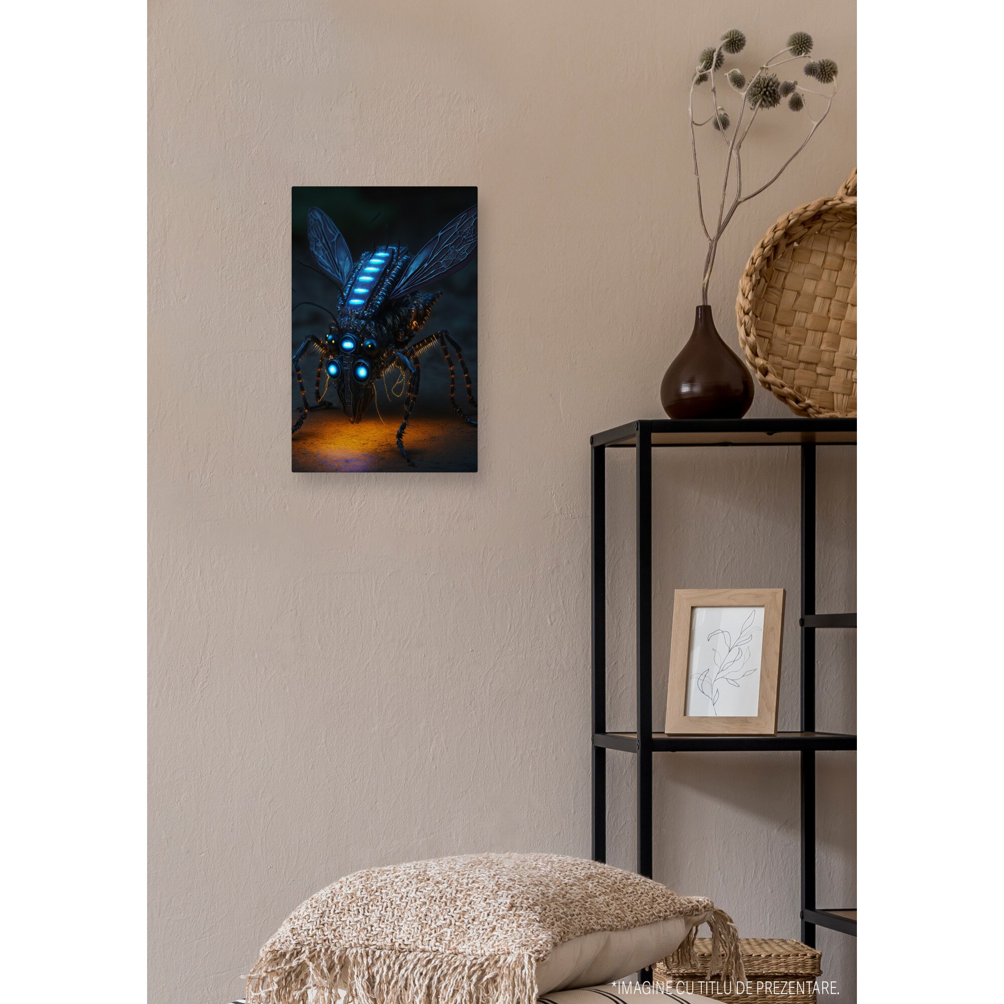 Vászonfestés, Cyborg Fly, Cyberpunk, Robot, képzeletbeli koncepció ...