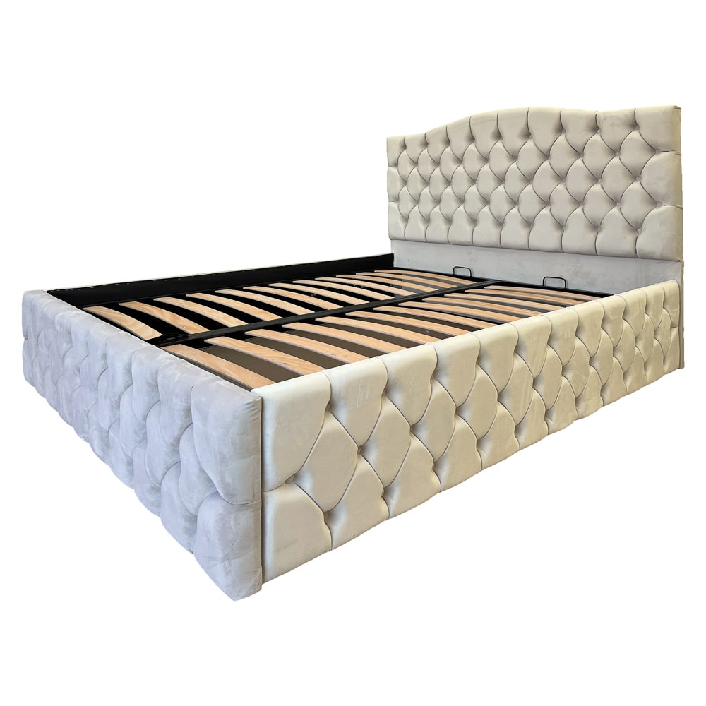 Pat tapitat Gregor Luxury, cu spatiu de depozitare si somiera ...