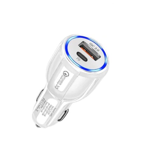 Incarcator auto Fast Charge Salestore.ro®, USB 3.1A si PD Type C 20W ...