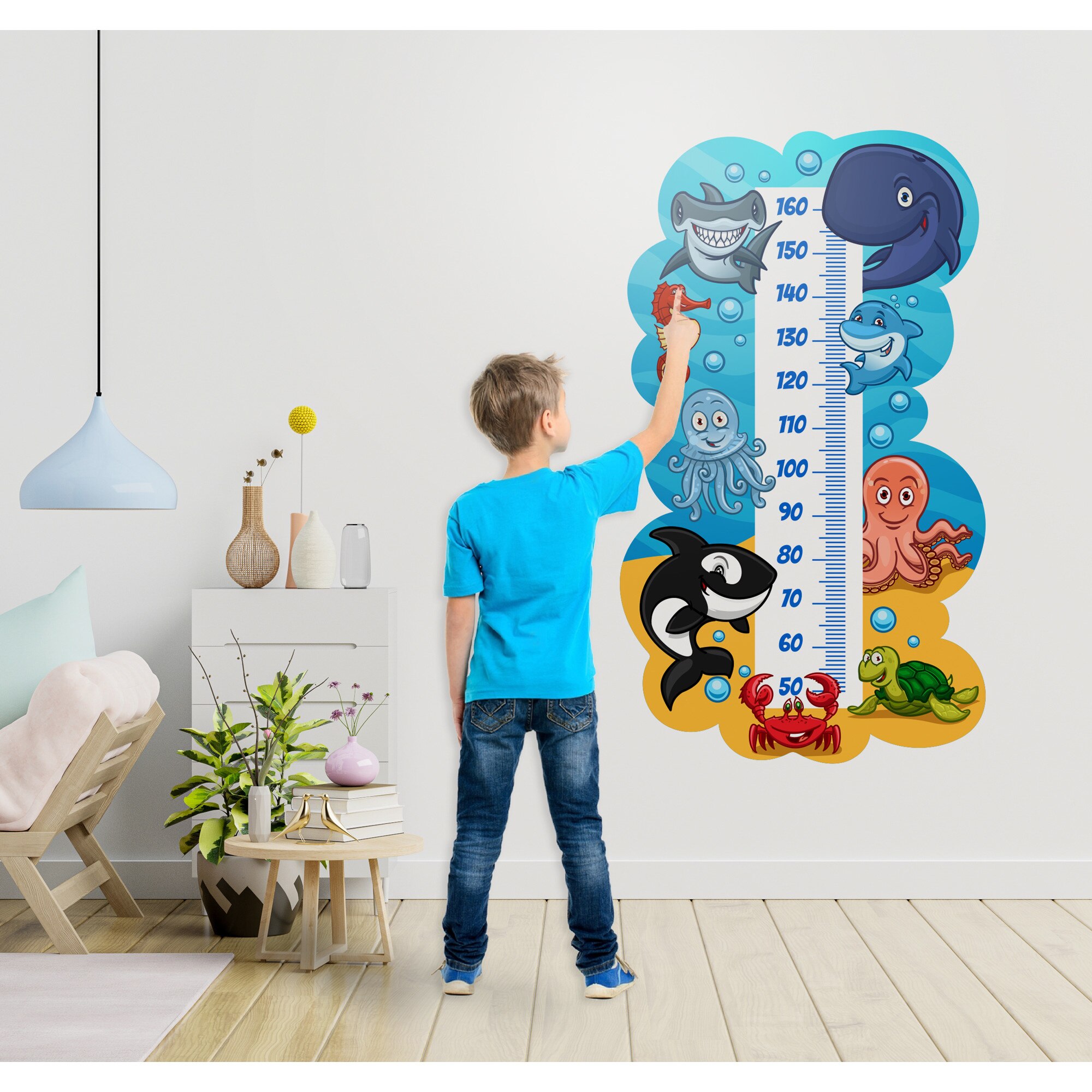 Sticker decorativ perete camera copilului, masurare inaltime copii 144. ...