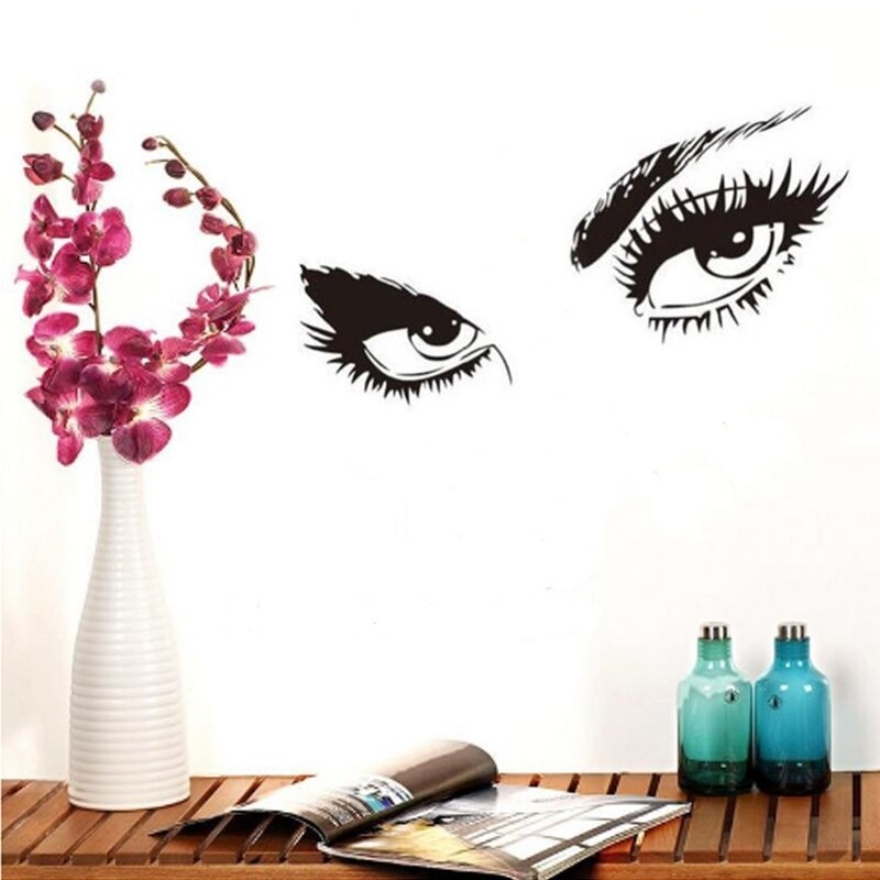 Sticker decorativ cu Ochi Negri Mari de Femeie Luxer, Autocolant Big ...