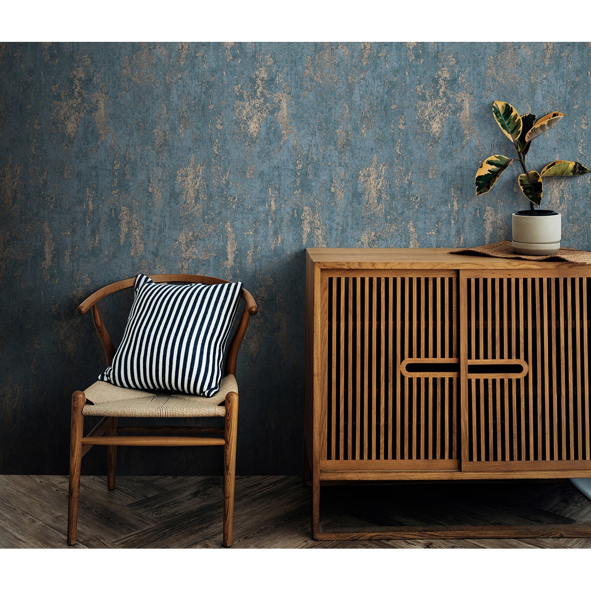 Tapet modern, imitatie de marmura, albastru, auriu, dormitor, living ...