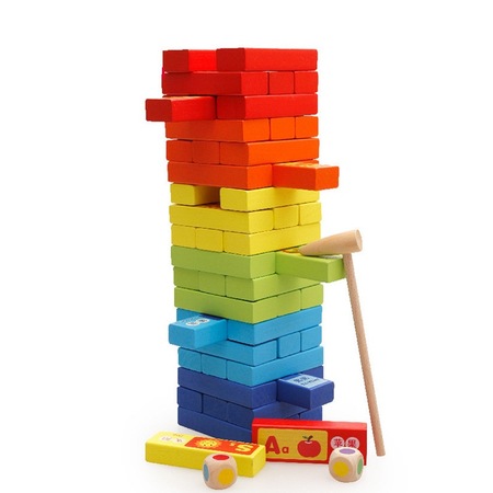 Set Joc Turn Jenga 60 piese colorate - eMAG.ro