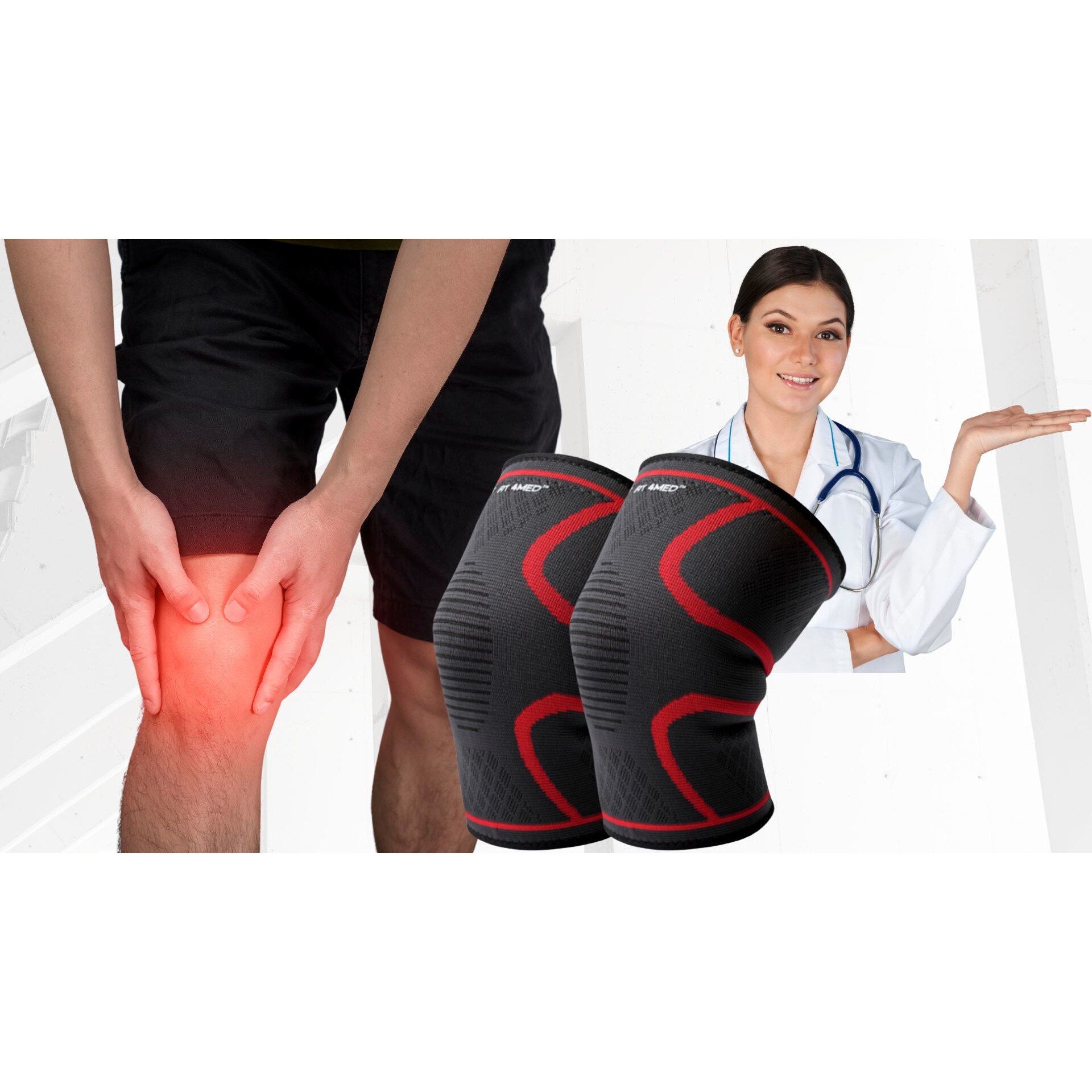 Set 2 genunchiere elastice, Pentru alergat sau sporturi dinamice, XL ...