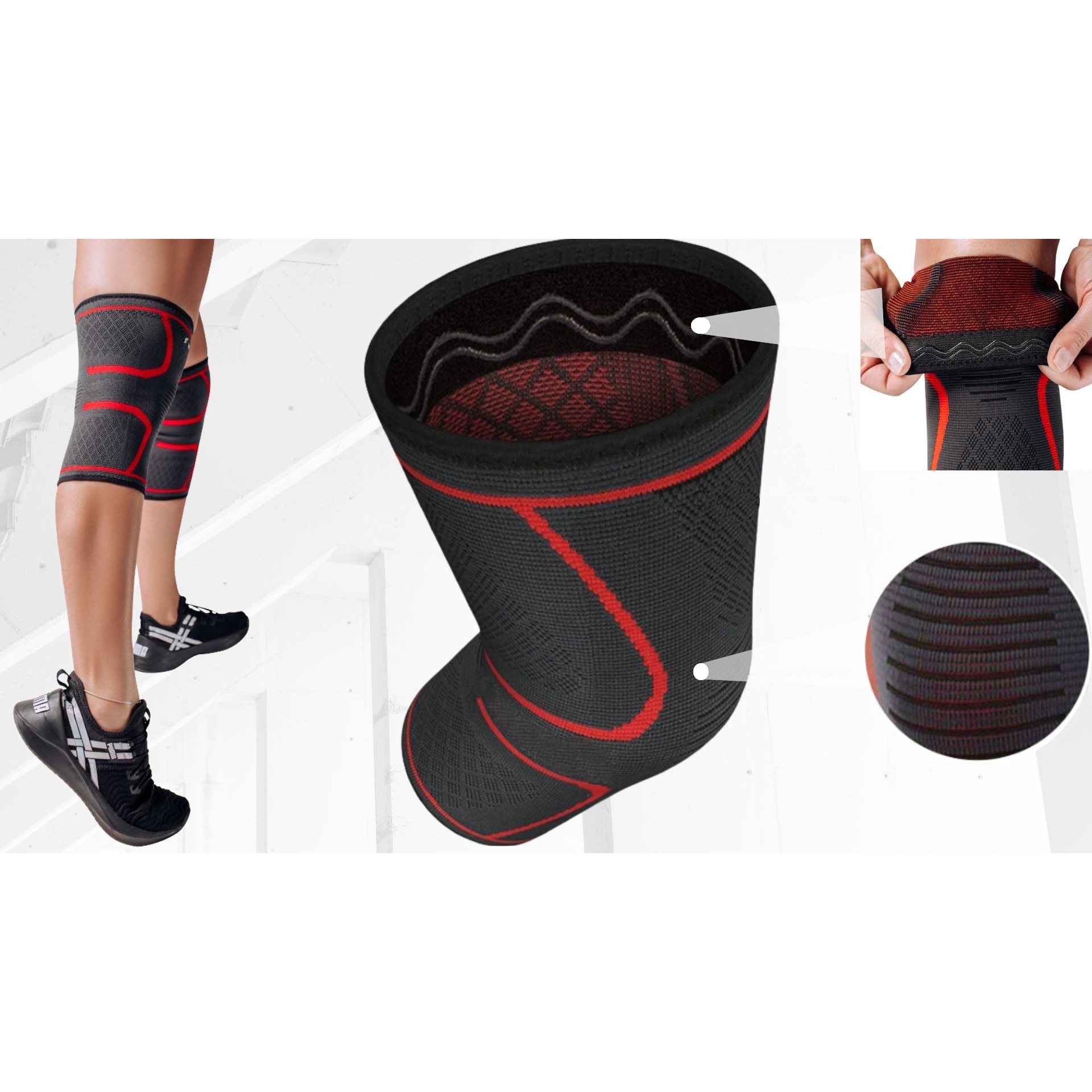 Set 2 genunchiere elastice, Pentru alergat sau sporturi dinamice, XL ...