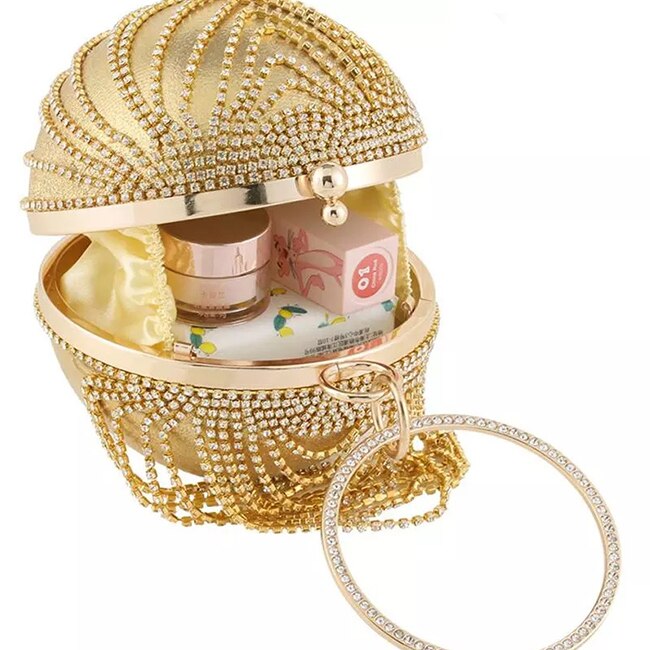 Ежедневна кръгла чанта Cairo, със сатенена текстура и ръчно изработени ...