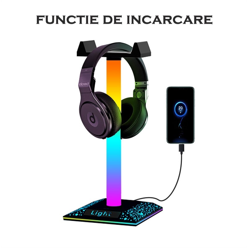 Lampa LED RGB AxaCube® cu functie de stand casti, lumina ambientala ...