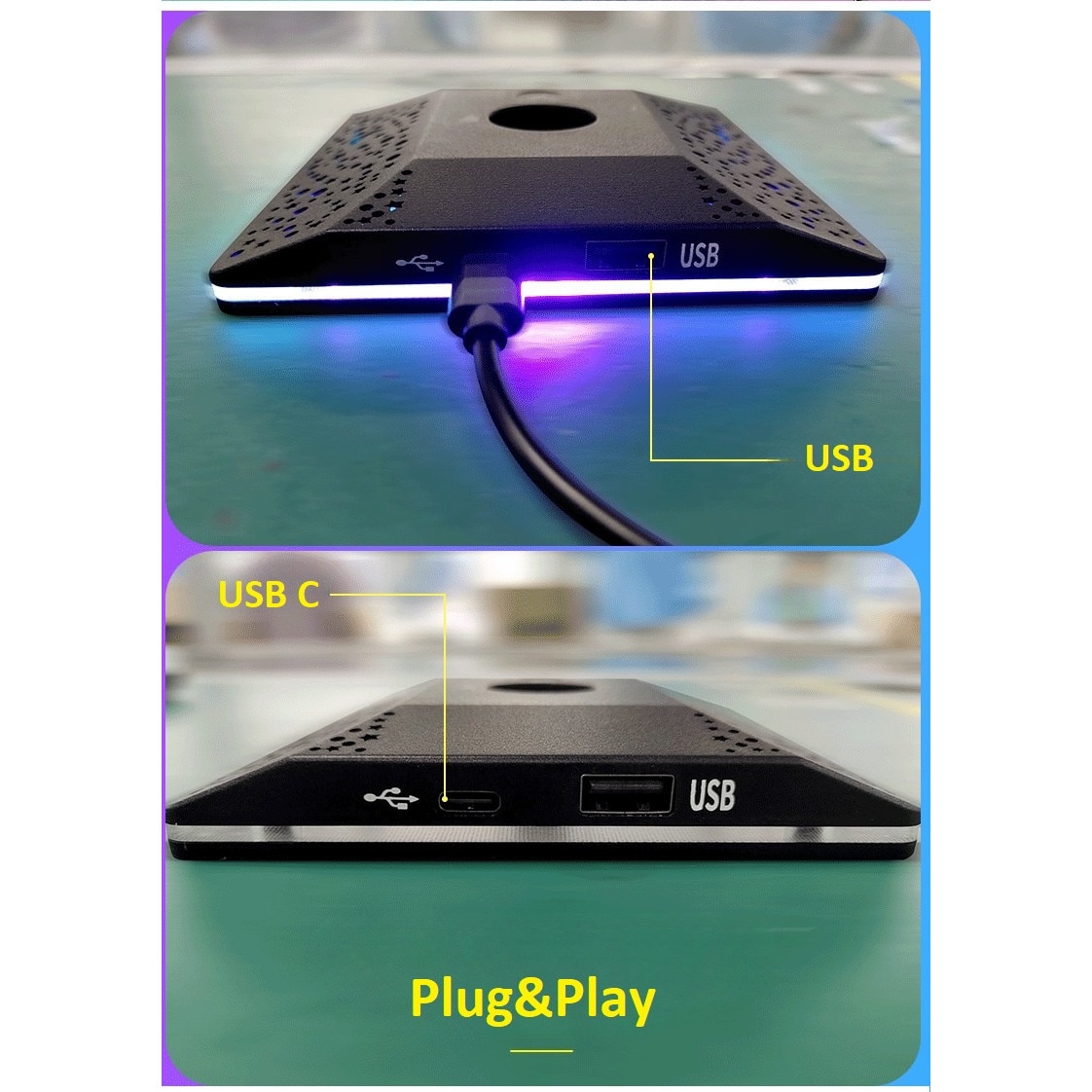 Lampa LED RGB AxaCube® cu functie de stand casti, lumina ambientala ...