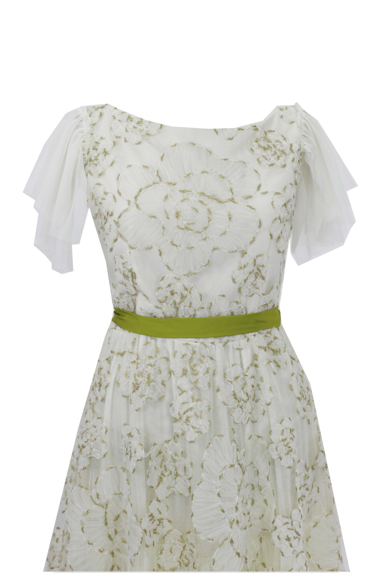 Rochie midi din broderie alb unt CRISYA - eMAG.ro