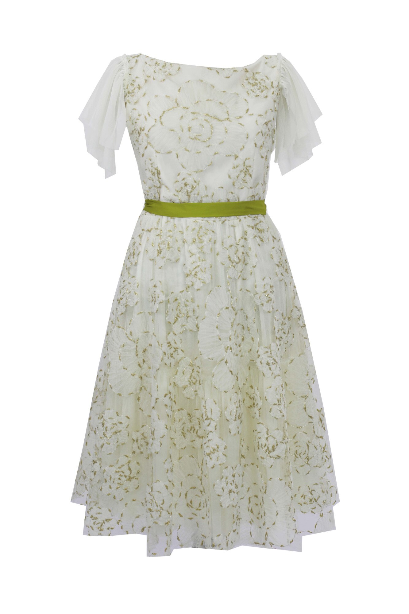 Rochie midi din broderie alb unt CRISYA - eMAG.ro