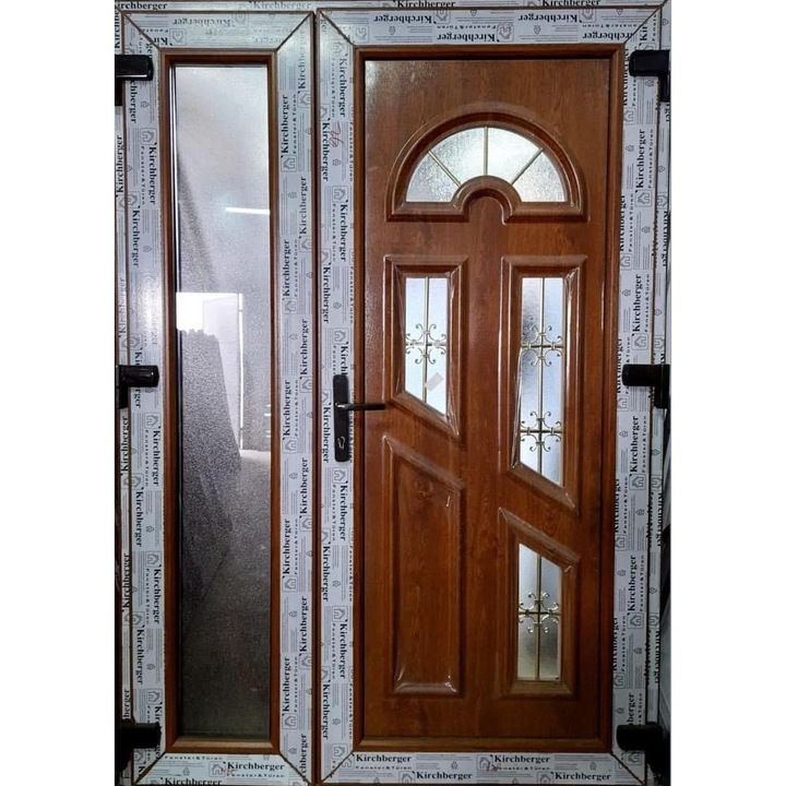 Usa dubla exterior Pvc, DIAGONAL FLOWER GOLD, Stejar auriu, 130x210 ...