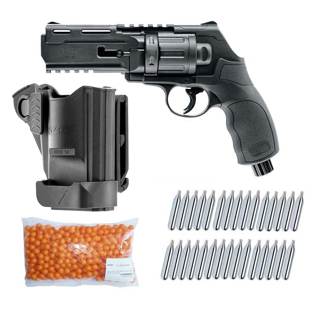 Revolver Umarex T4E HDR 50 RAM calibrul 50 cu toc, 500 bile de vopsea ...
