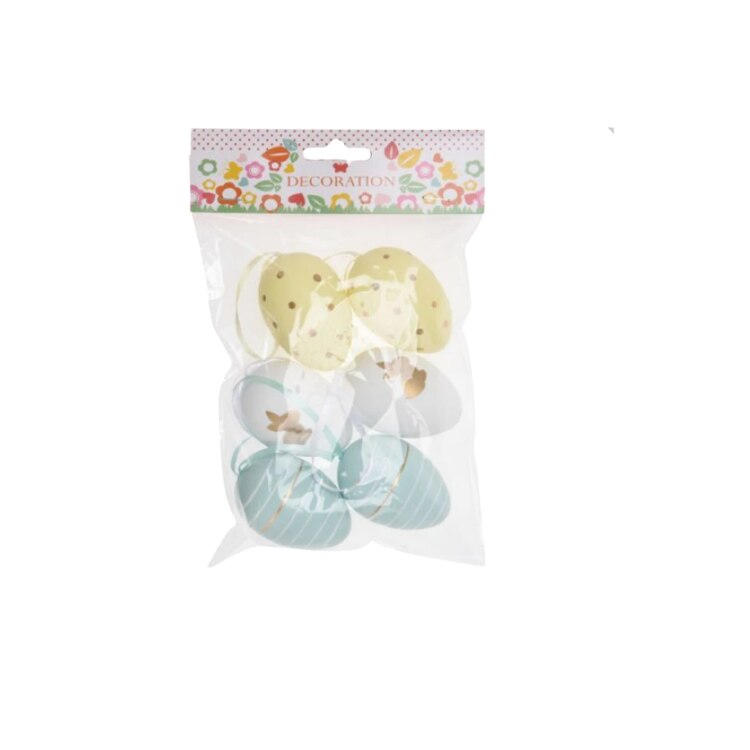 Комплект декоративни яйца KEYT, Великденски, 6 см, 6 броя, Многоцветен ...