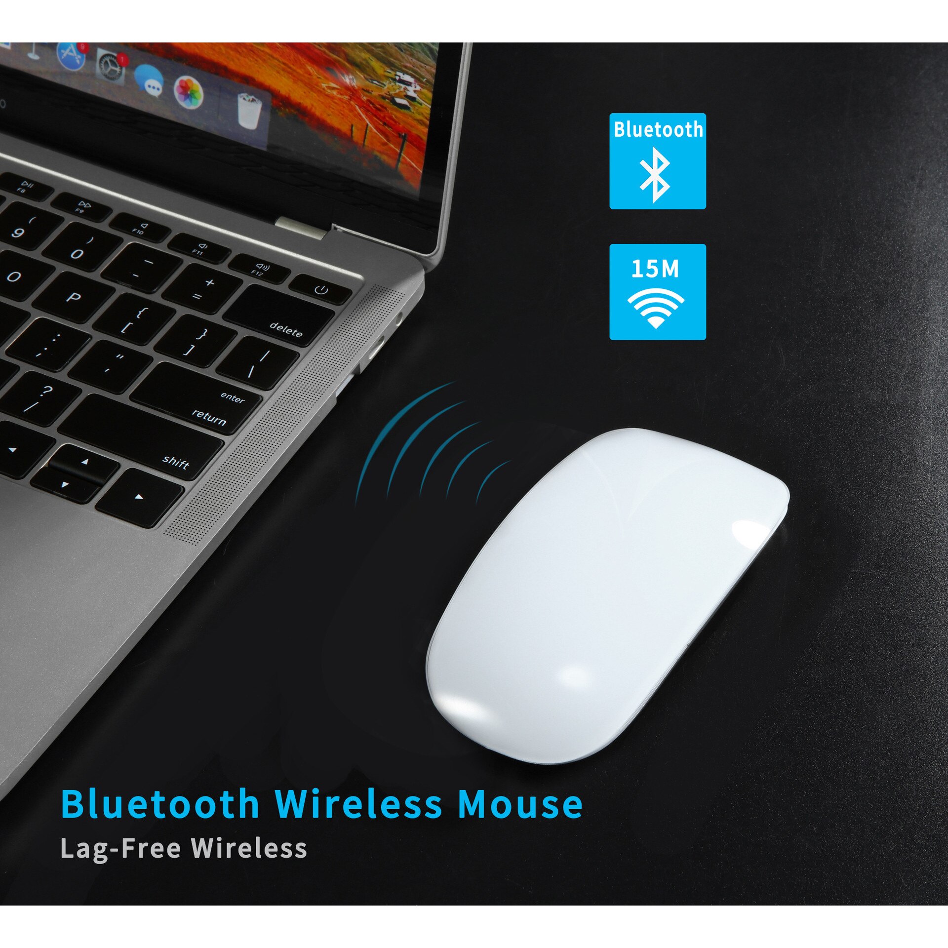 Mouse fara fir USB 2.4G Touch Scroll, ultra subtire, reincarcabil, 1600 ...